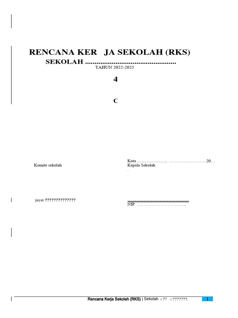Rencana Kerja Sekolah (RKS) 4 Tahun | PDF