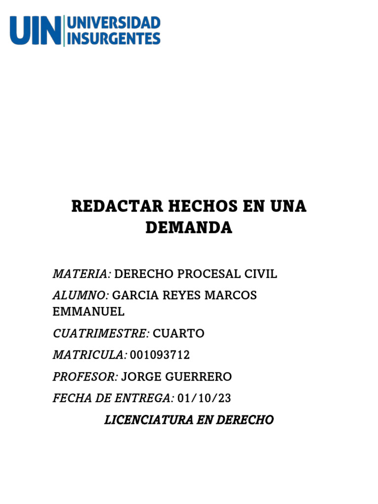 Redactar Hechos en Una Demanda | PDF | Demanda judicial | Justicia
