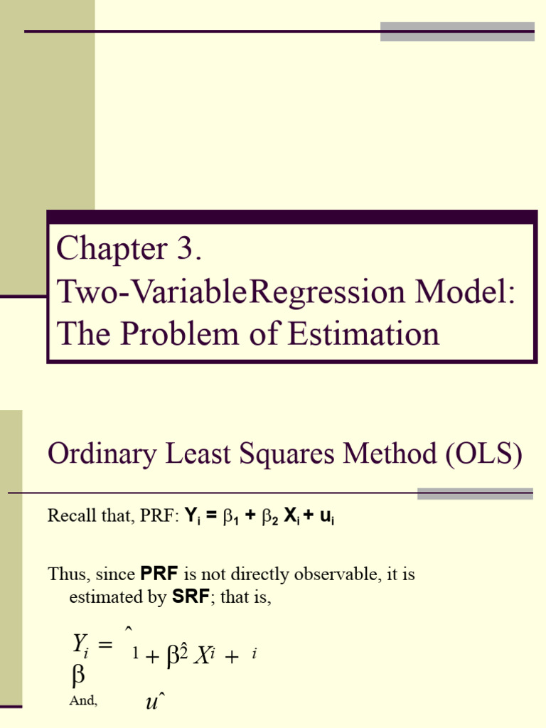 Two Variable Regression Model The Problem Of Estimation Pdf Regression Analysis Ordinary
