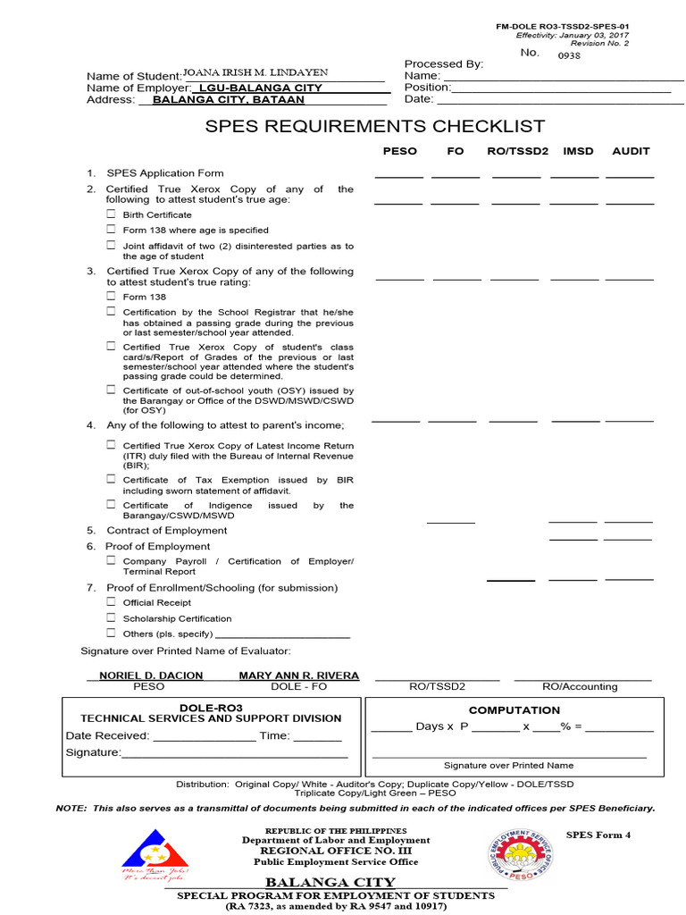 Spes Form 2023 Copy Ko 1 | PDF