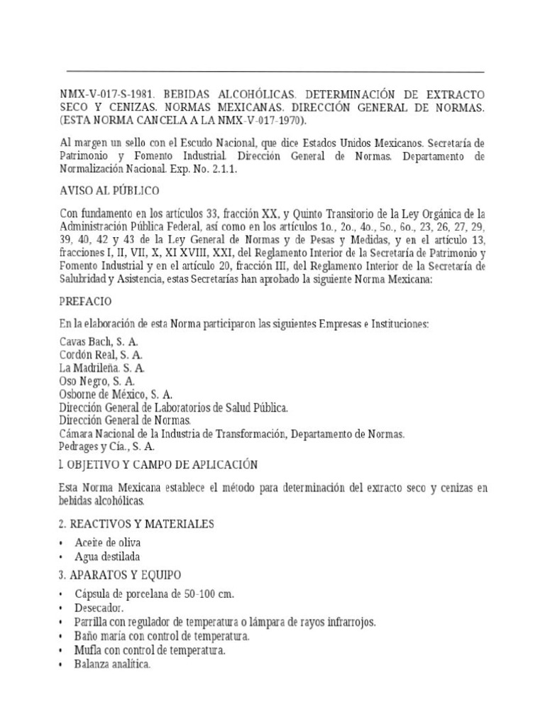 NMX V 017 S 1981 | PDF