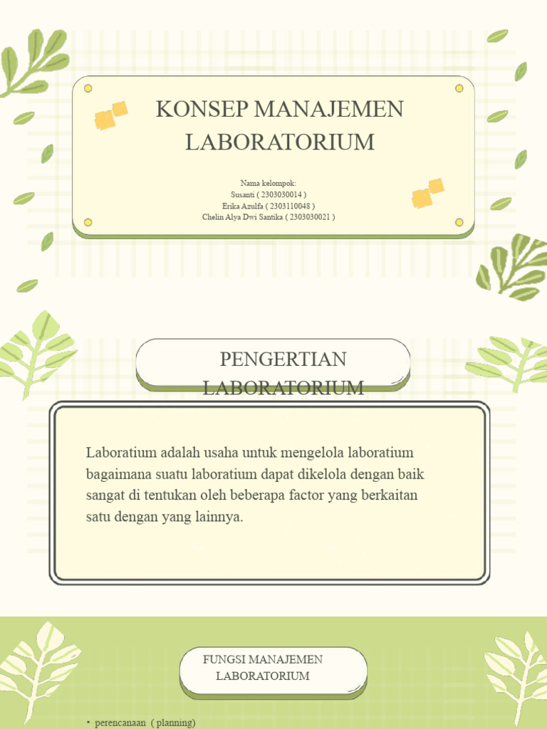 Konsep Manajemen Laboratorium, Fungsi Dan Jenis LabKelompok 1 | PDF