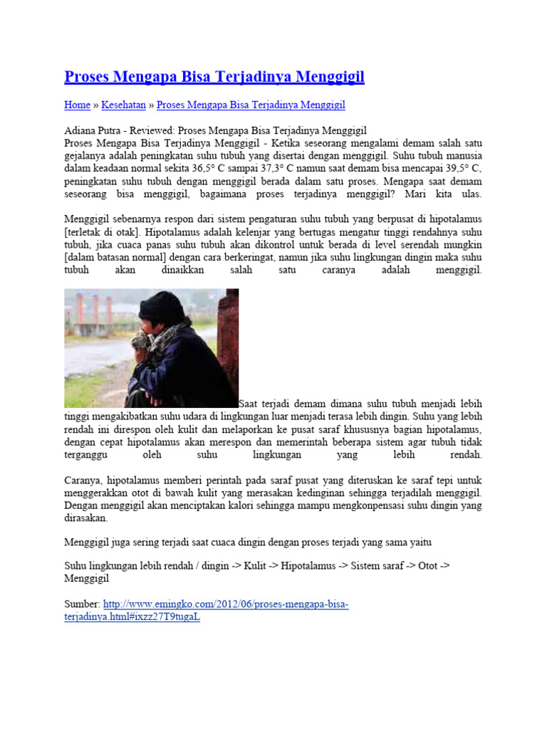 Proses Mengapa Bisa Terjadinya Menggigil | PDF