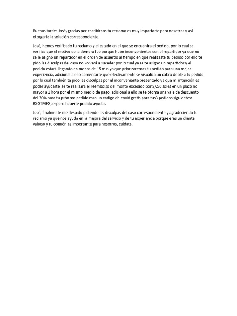 Buenas Tardes José Escrito | PDF