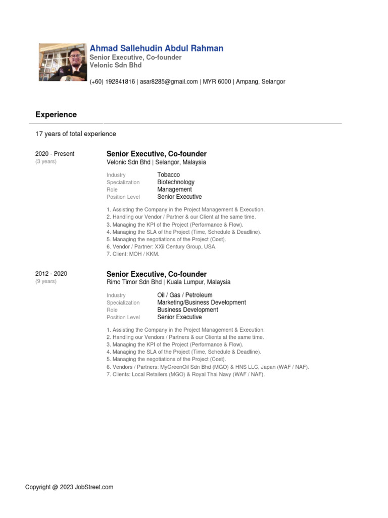 Ahmad Sallehudin Abdul Rahman-CV | PDF