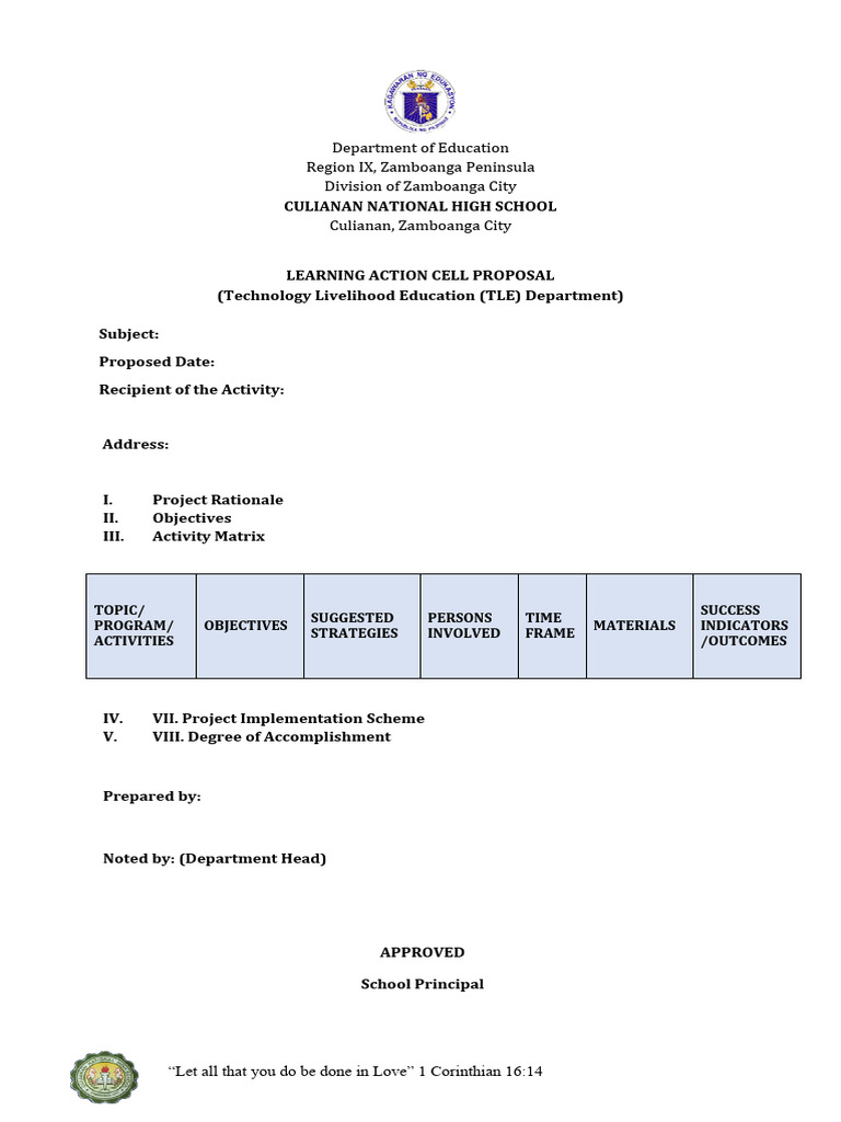 Lac Proposal Format | PDF