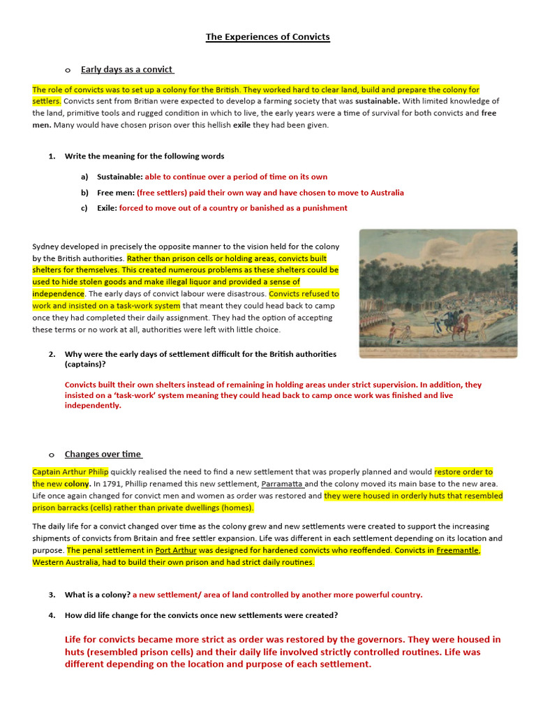 Convict Daily Life Table | PDF