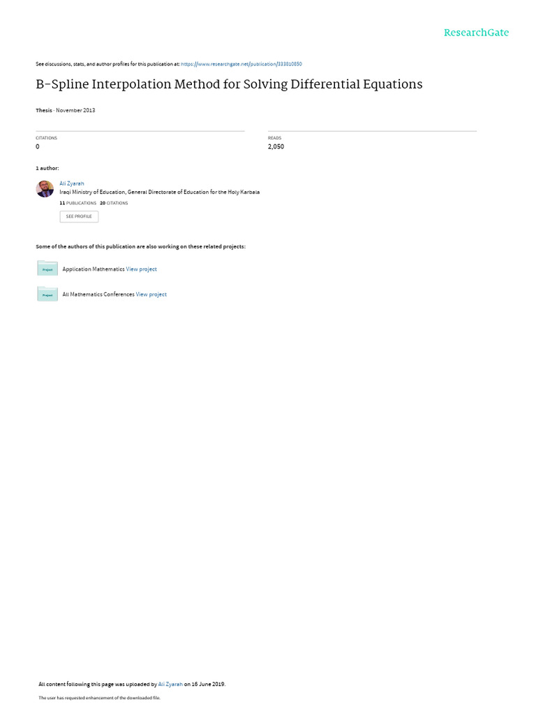 B-Spline Interpolation Method For Solving Differential Equations | PDF