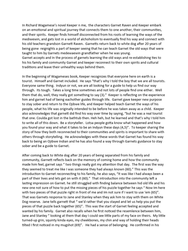 In Richard Wagamese's Novel Keeper N Me | PDF