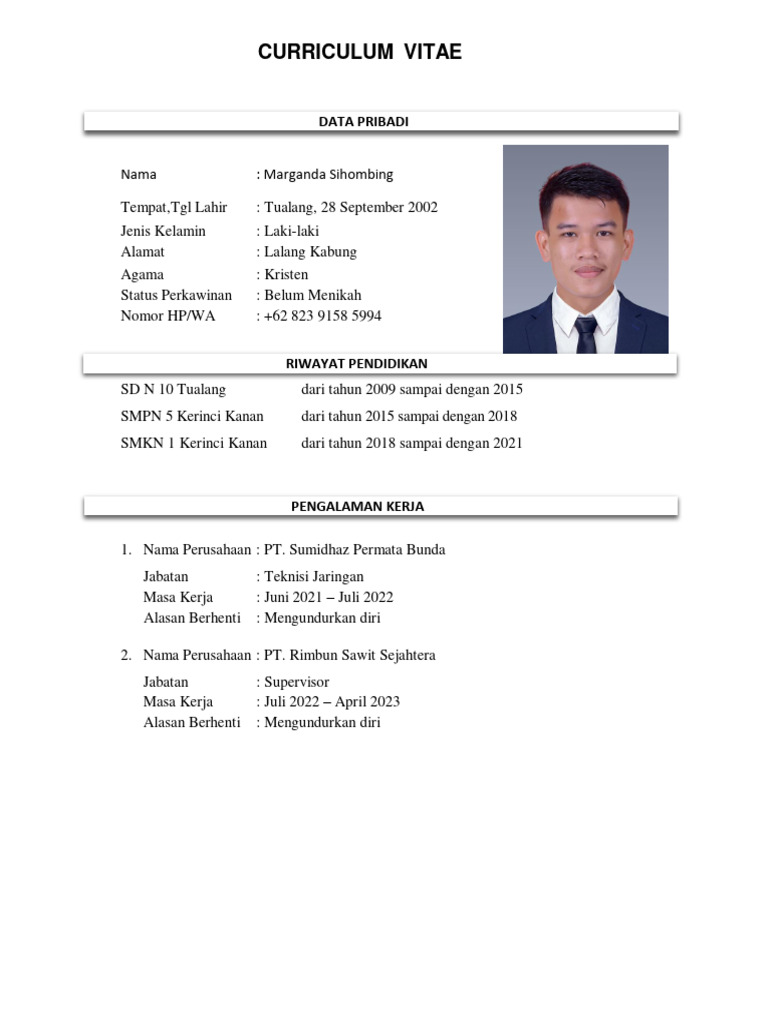 CV Marganda Sihombing | PDF