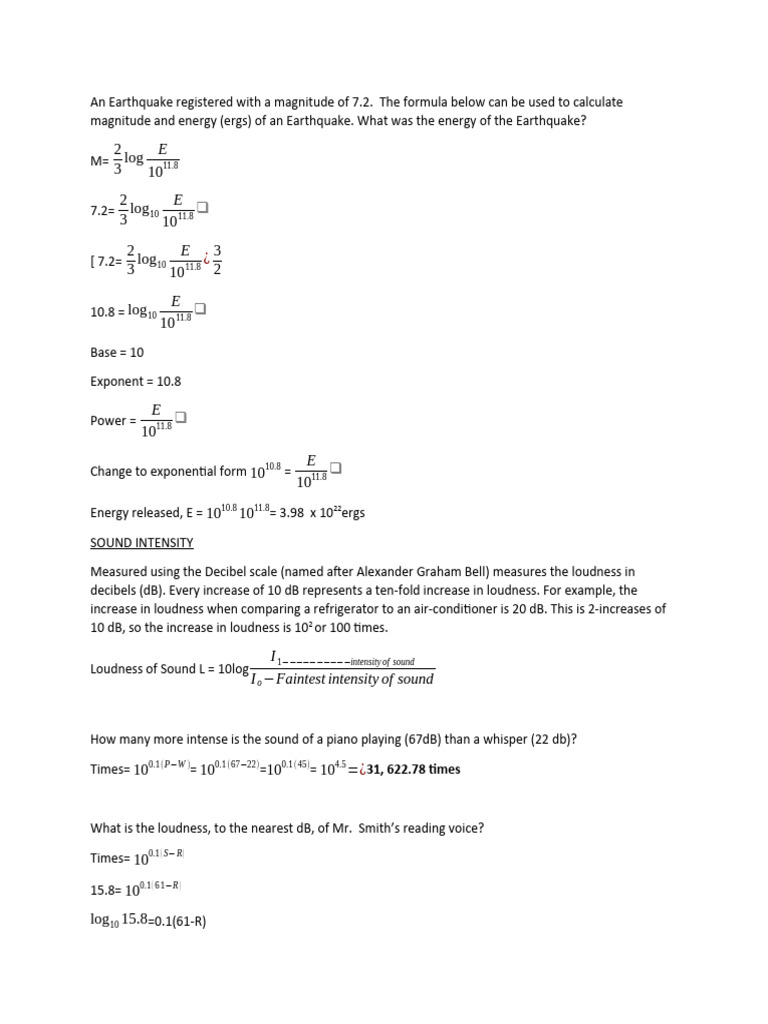 Log Problems Exponential Problems. | PDF | Ph | Decibel
