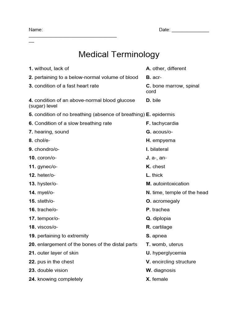 Medical Terminology Quiz | PDF | Foreign Language Studies | Wellness