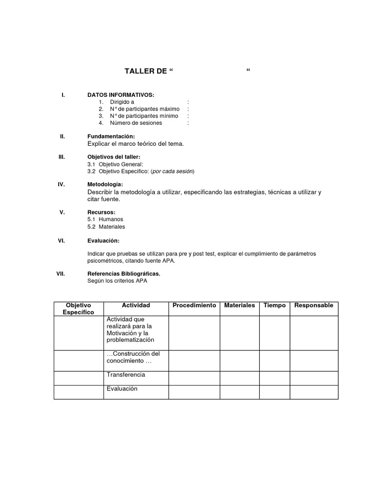 Formato de Taller PDF | PDF