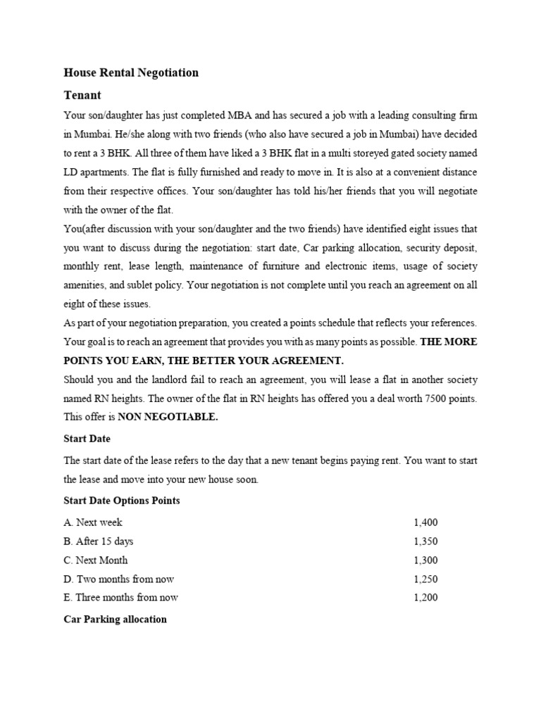 House Rental Negotiation Strategies | PDF