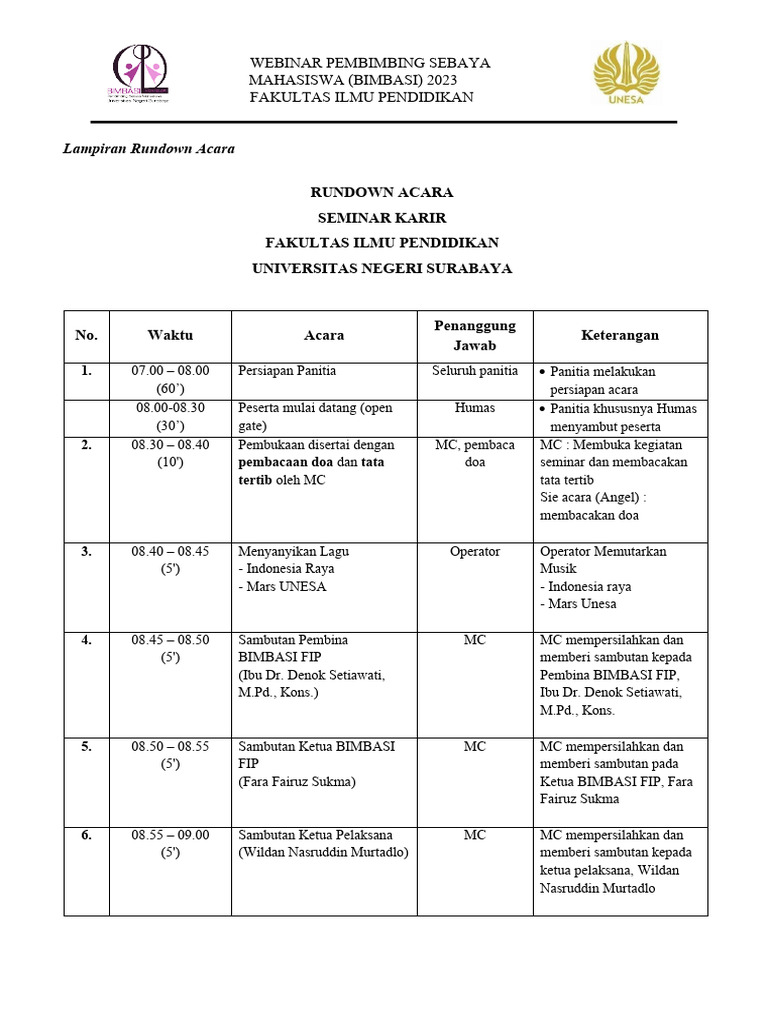 Rundown Seminar Karir | PDF