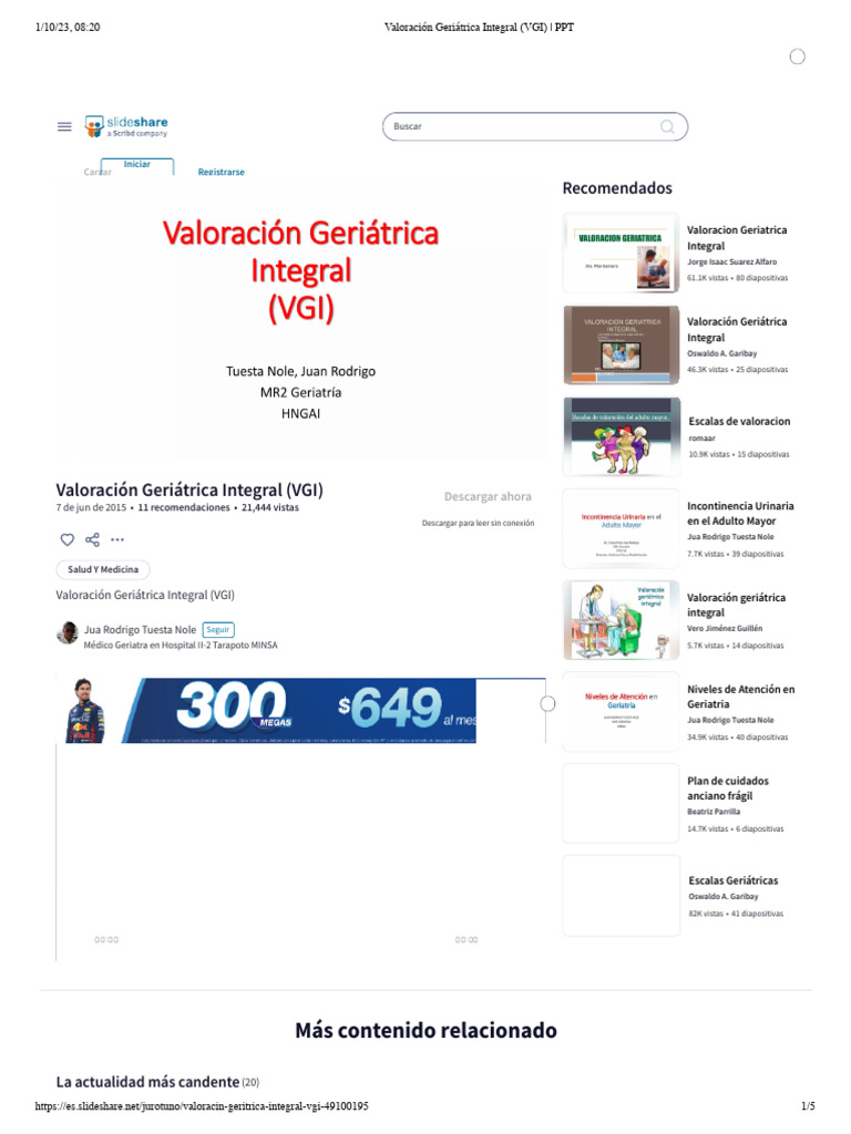 Valoración Geriátrica Integral (VGI) | PDF