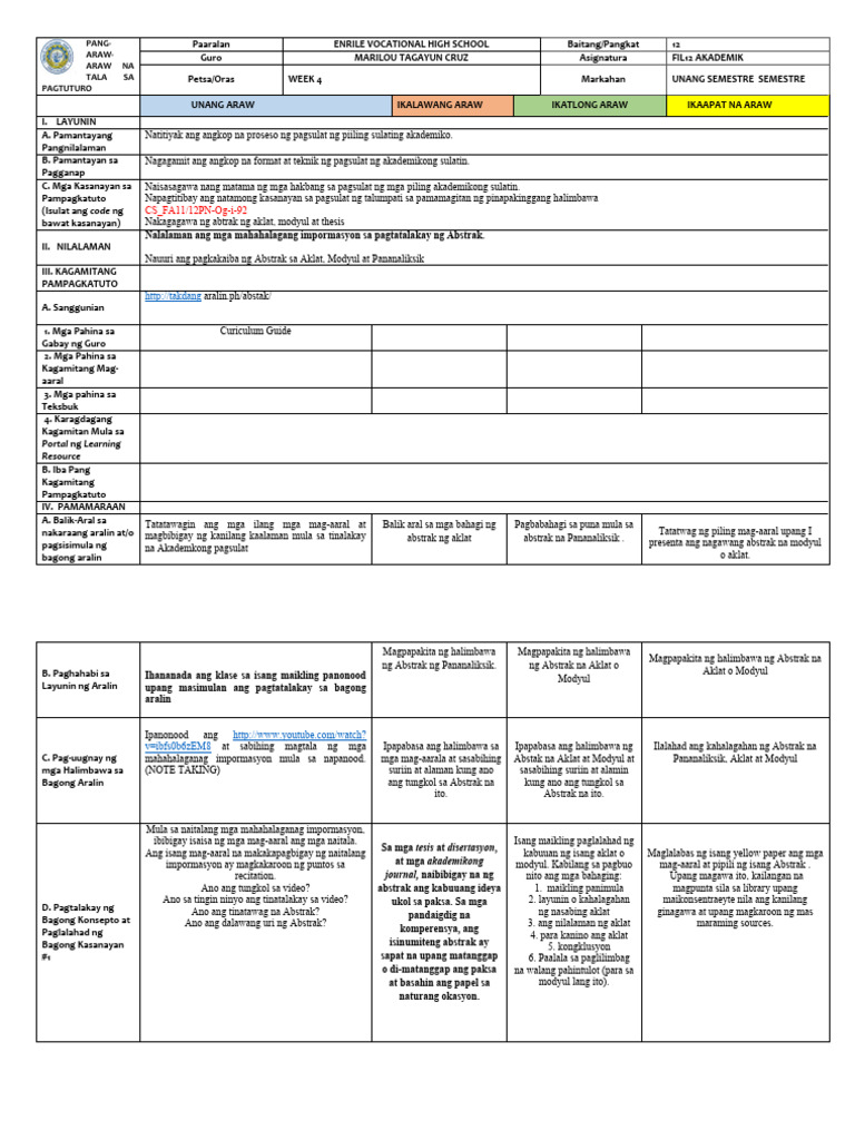 DLL Fil Akad 4 | PDF