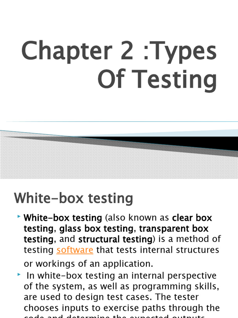 Chapter 2 Types Of Testing Pdf Software Testing Software Engineering