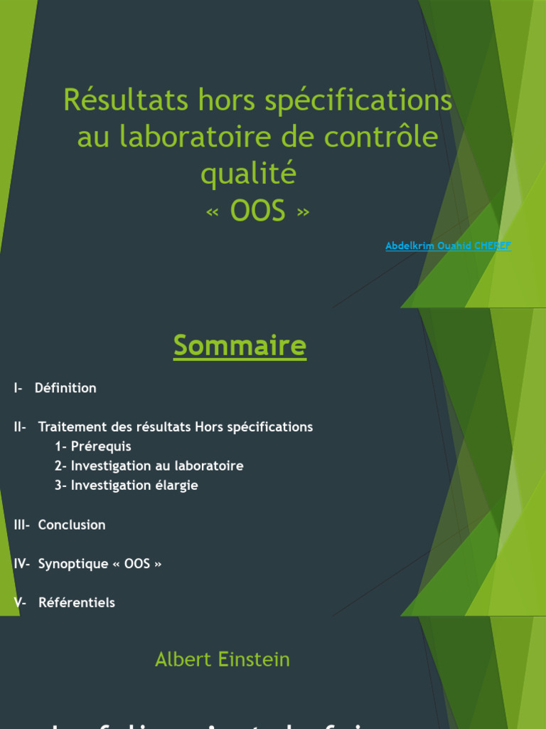 Résultats Hors Spécifications Au Laboratoire de Contrôle Qualité (OOS) | PDF