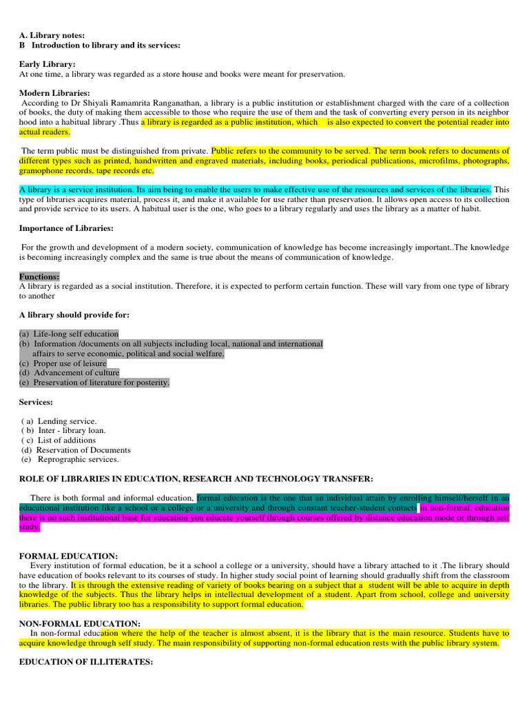 Library Notes by DR Cs | PDF