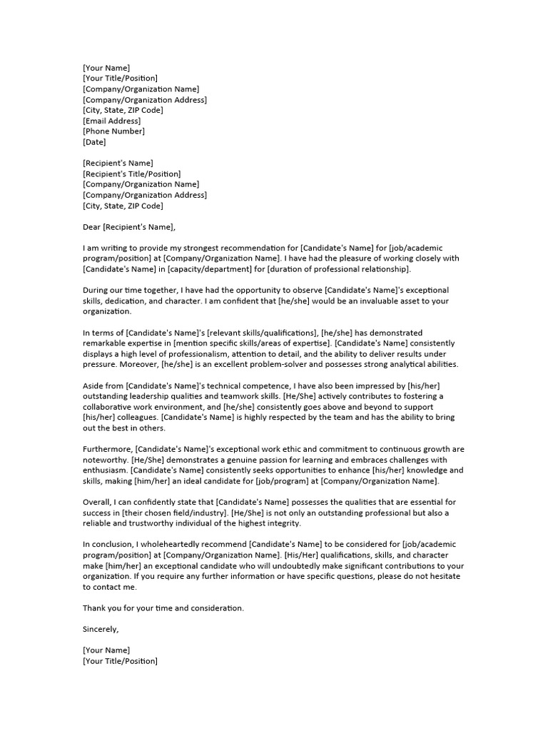 Recommendation Letter | PDF | Cognition | Behavior Modification