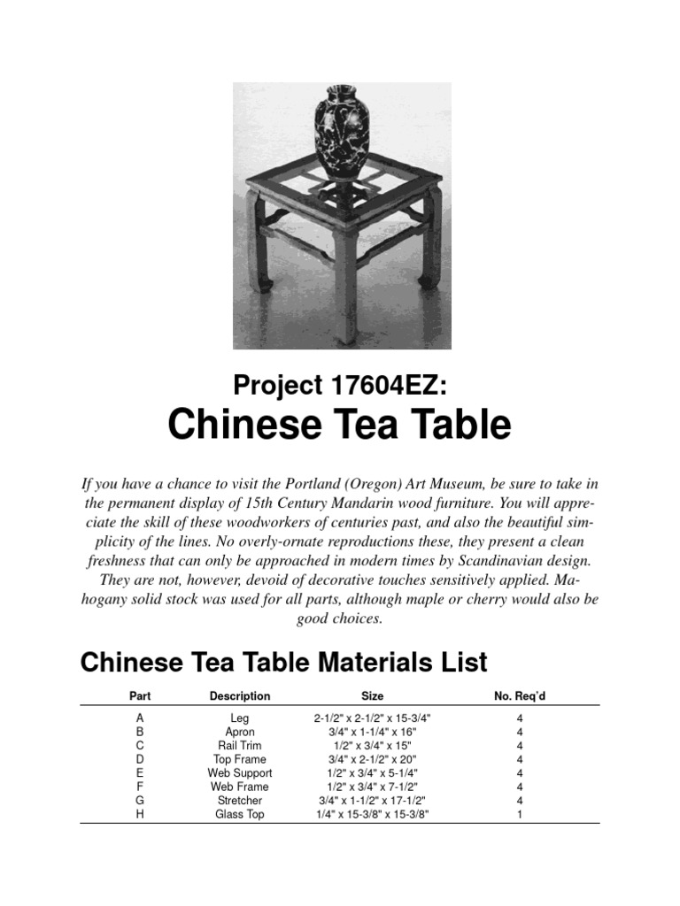 Chinese Tea Table | PDF