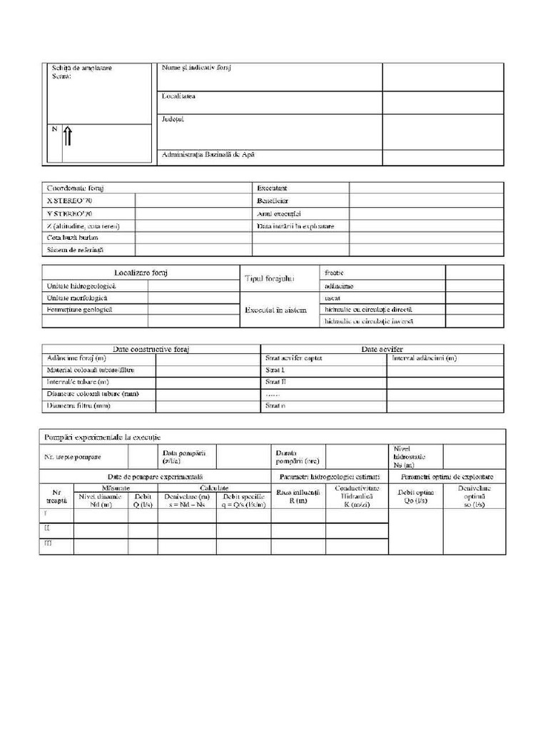 Macheta Fişei de Inventariere A Forajelor | PDF