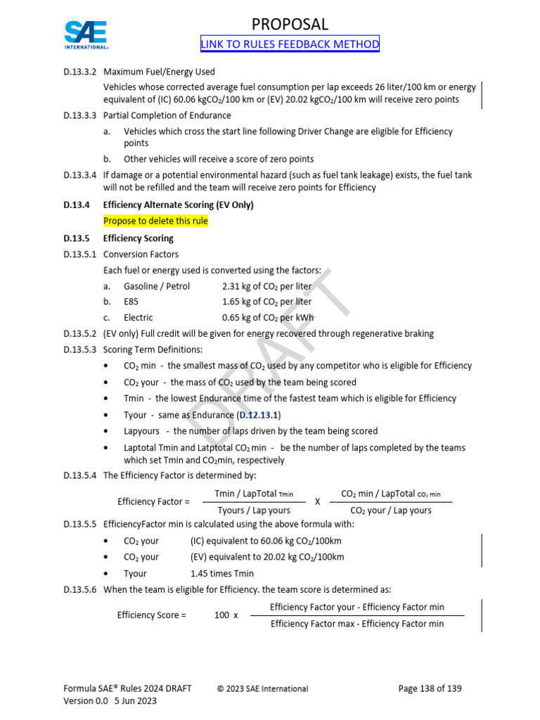 FSAE 2024 Efficiency Proposal | PDF