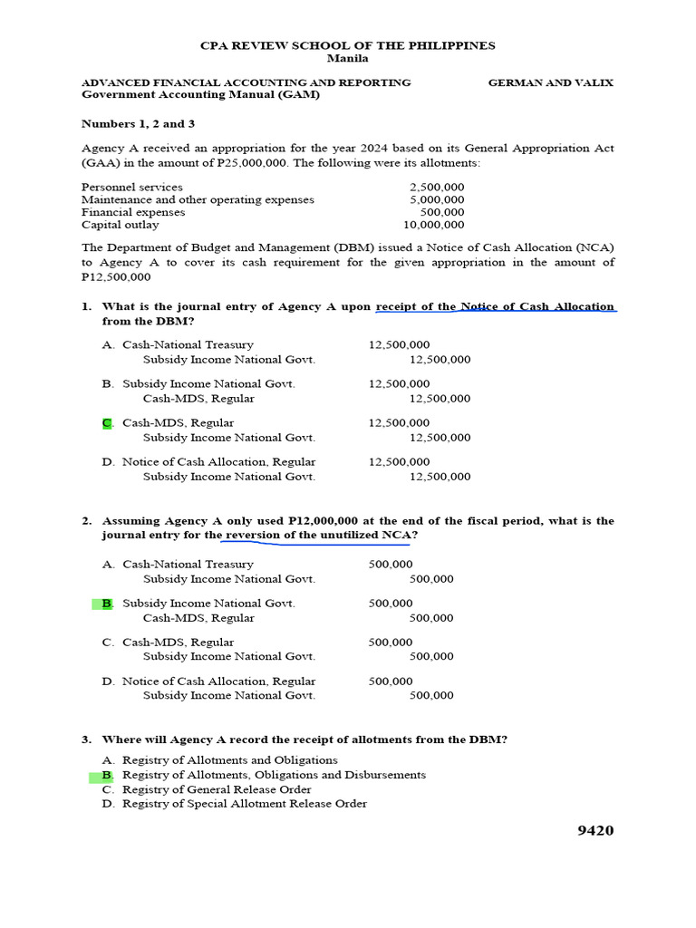 9420 - Government Accounting Manual | PDF