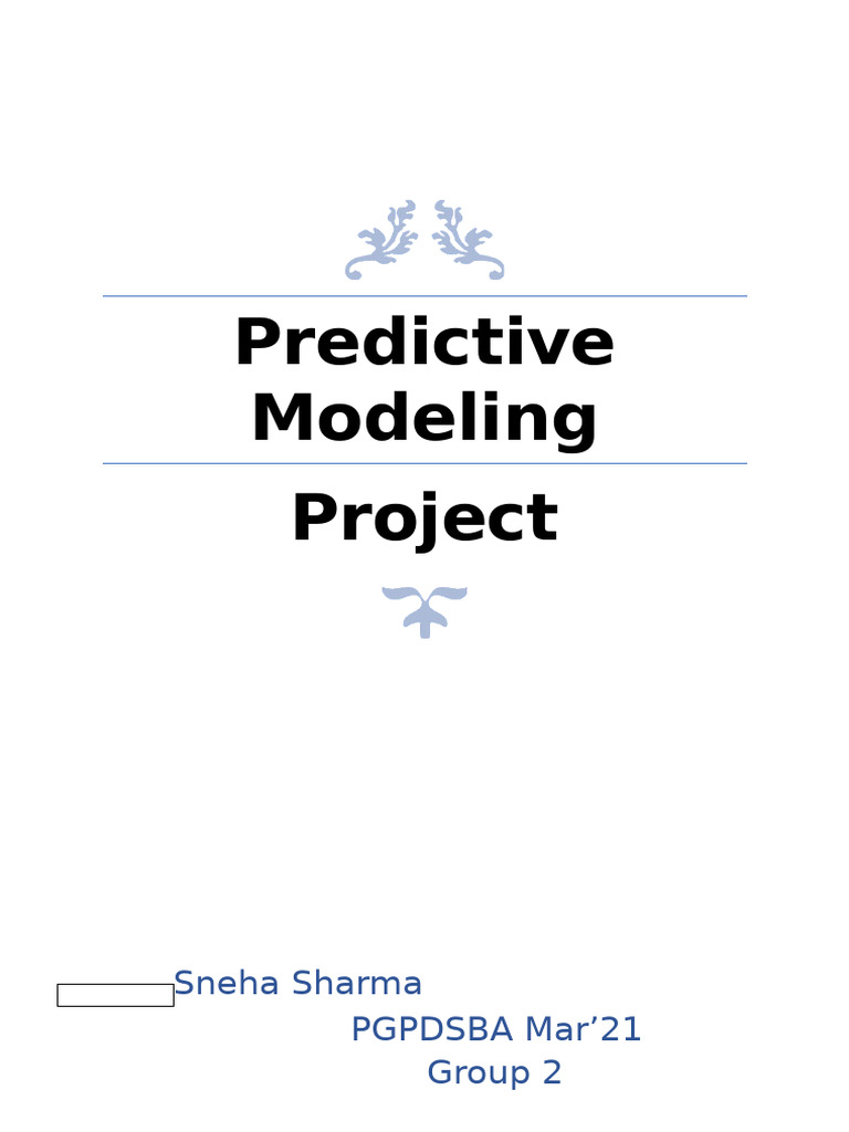 Predictive Modelling Project 2 | PDF | Receiver Operating Characteristic | Regression Analysis