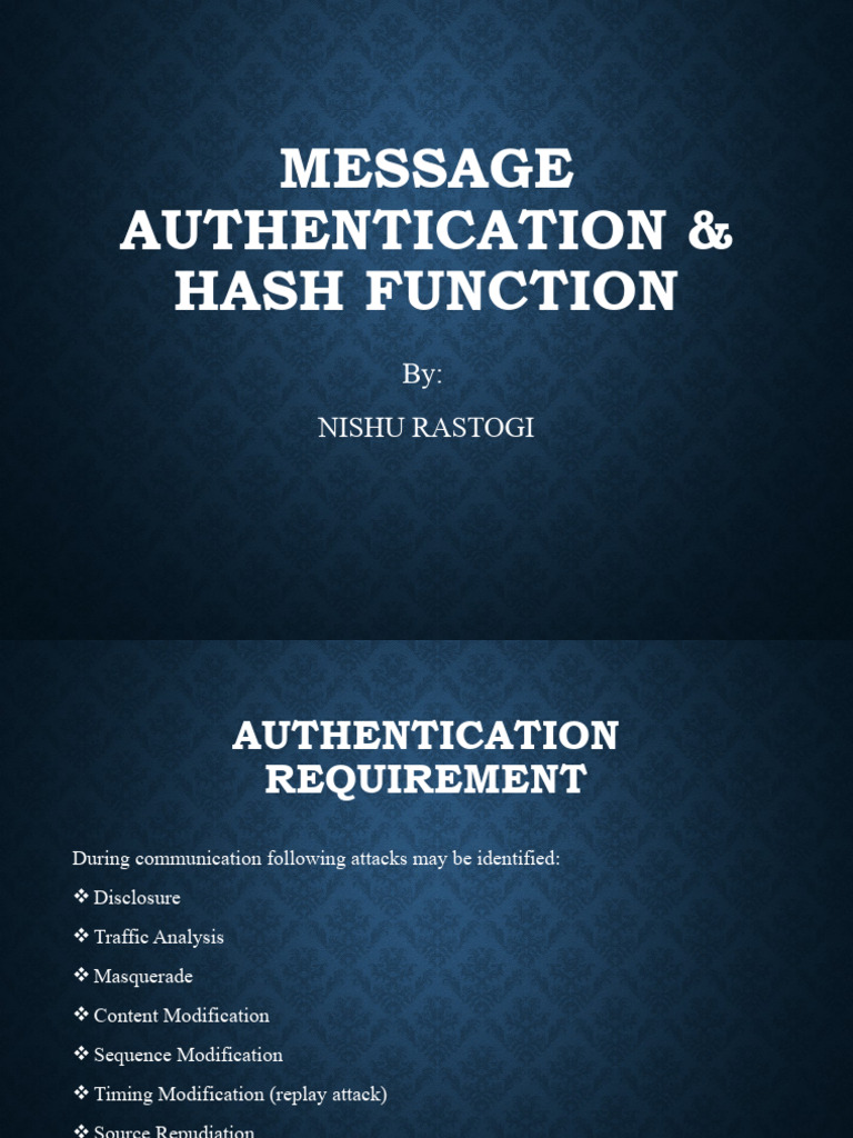 Message Authentication & Hashing | PDF | Computers | Technology & Engineering