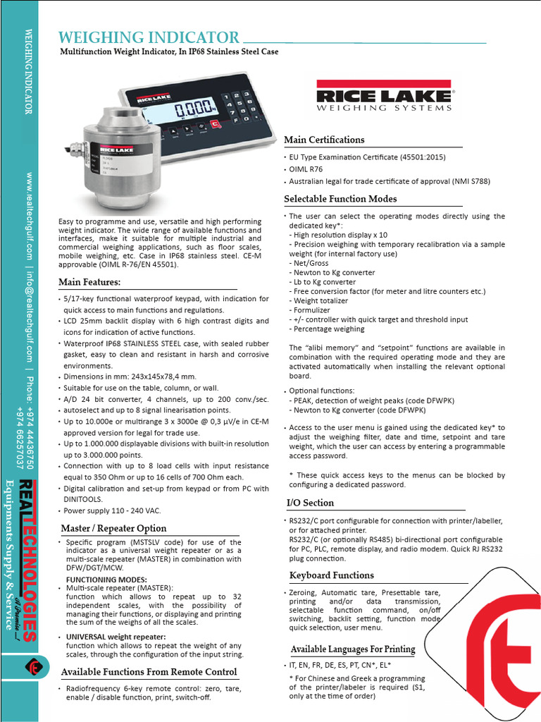 Weighing Indicator | PDF