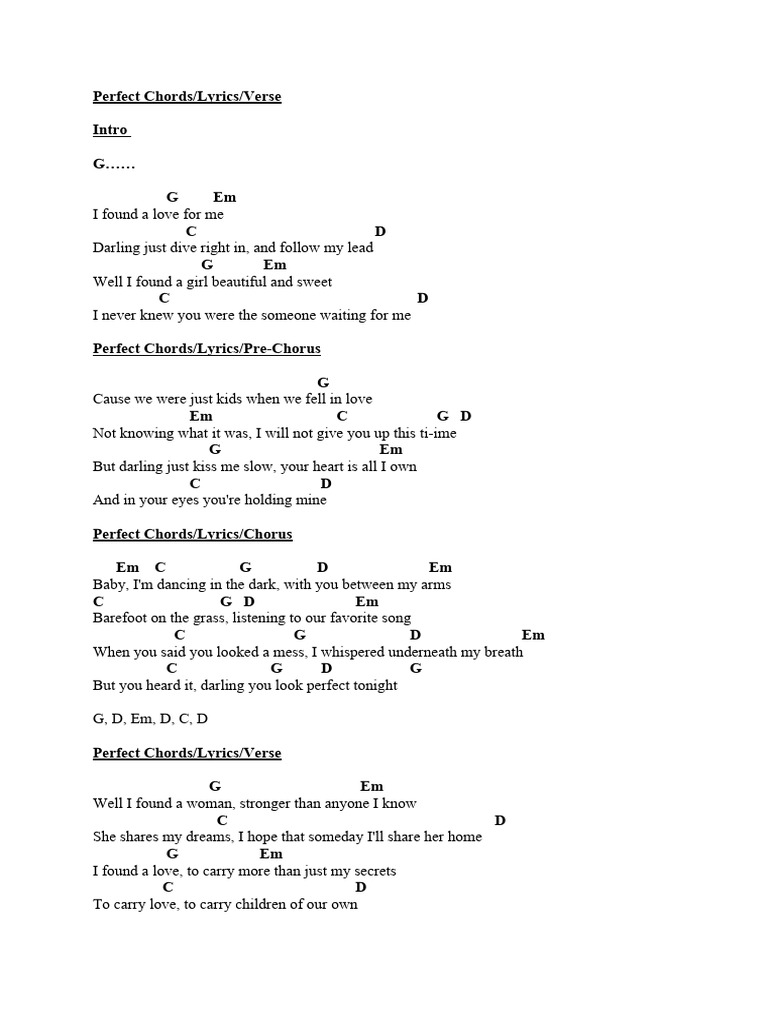 Guitar Chords for "Perfect" | PDF