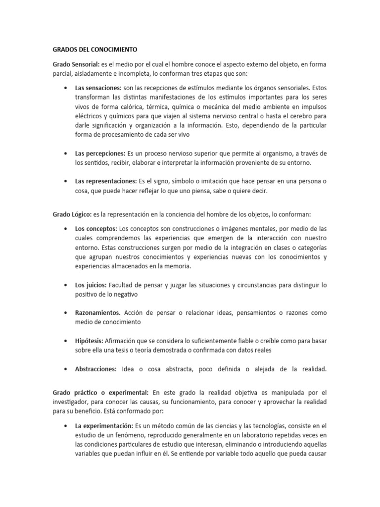 Grados Del Conocimiento | PDF