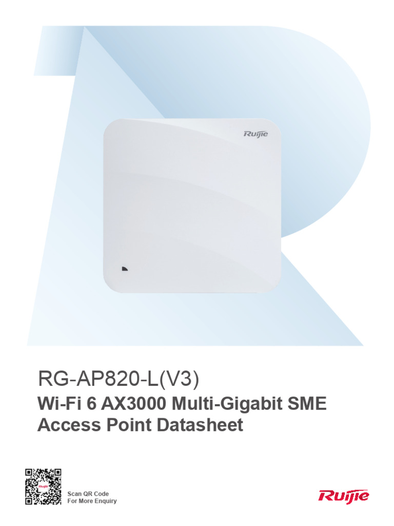 RG-AP820-L (V3) Wi-Fi 6 AX3000 Multi-Gigabit SME Access Point Datasheet ...