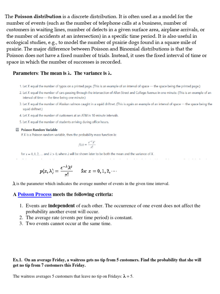 Poisson Distribution Examples Pdf