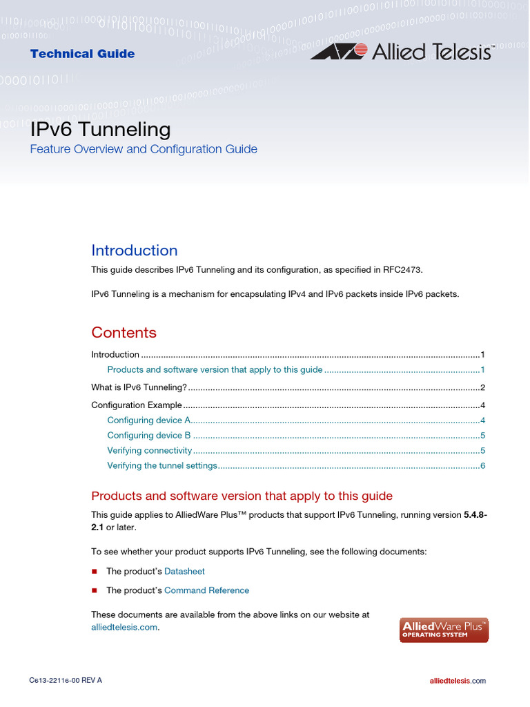 Ipv6 Tunnel Feature Overview Guide (1) | PDF | I Pv6 | Internet Protocols