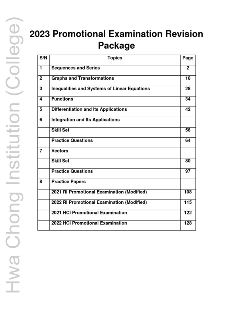 2023 Promotional Examination Revision Package | PDF