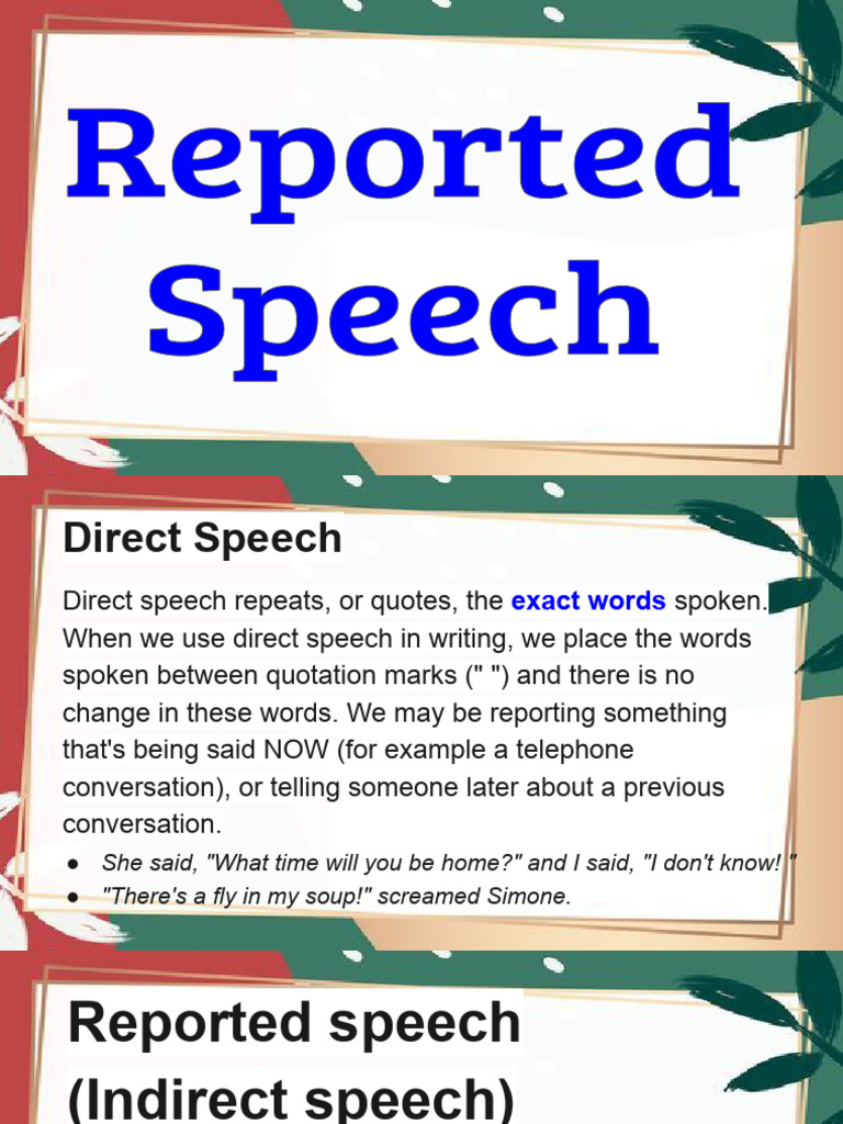Reported Speech 1 | PDF