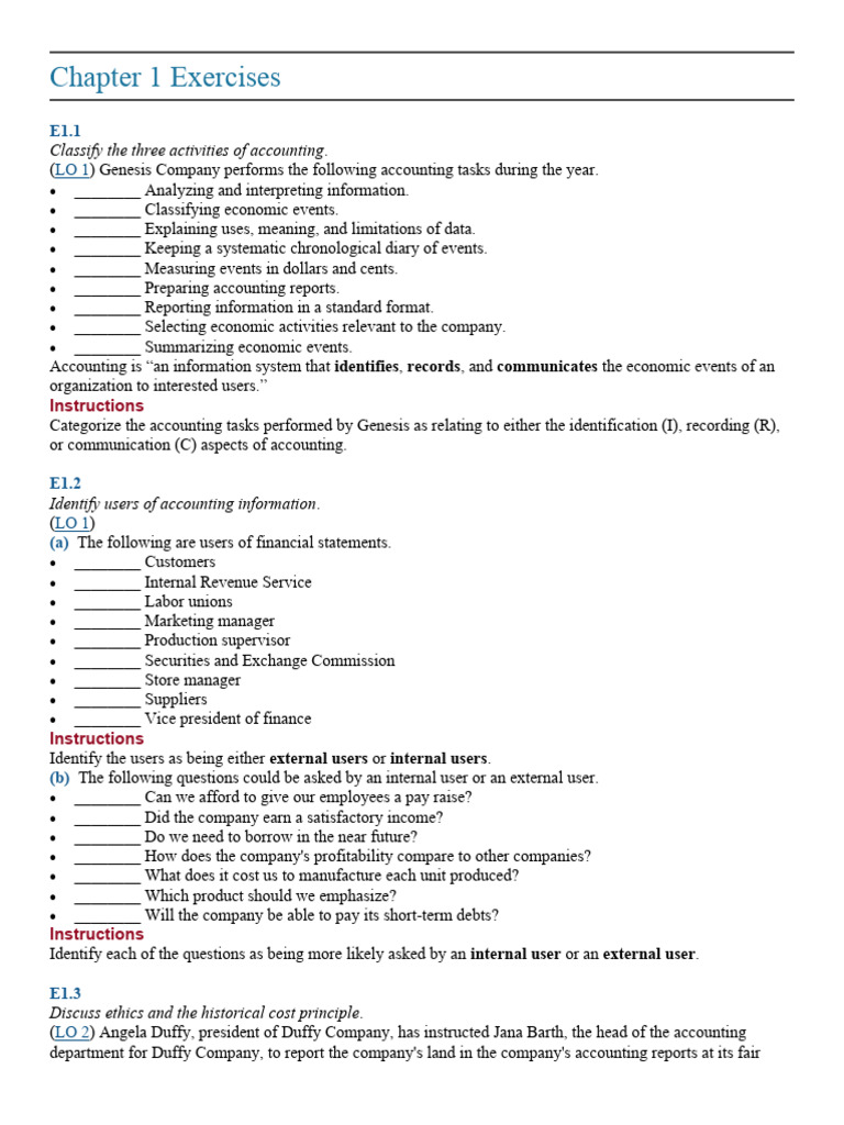 Chapter 1 Exercises 2 | PDF | Balance Sheet | Equity (Finance)