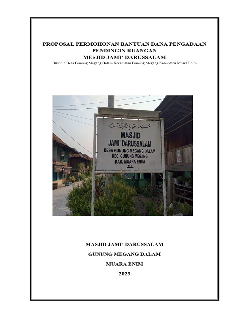 Proposal Pengadaan Pendingin Ruangan Mesjid | PDF