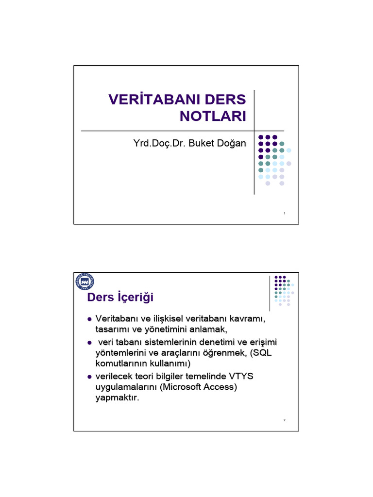 Veritabani Ders12 | PDF