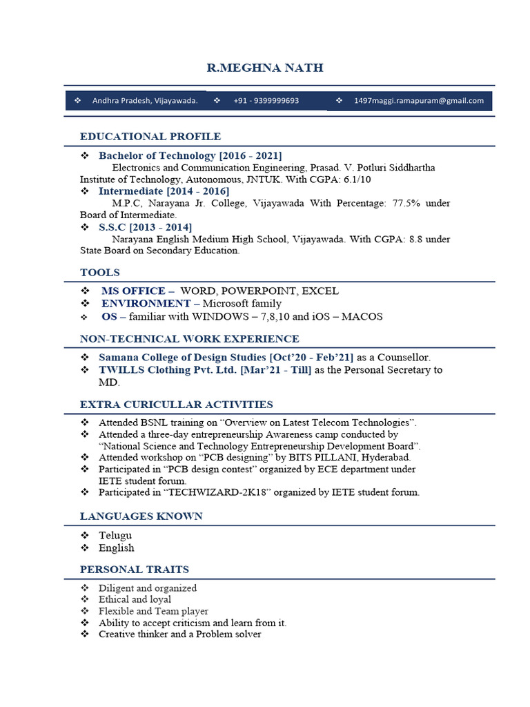 MEGHNA Resume | PDF