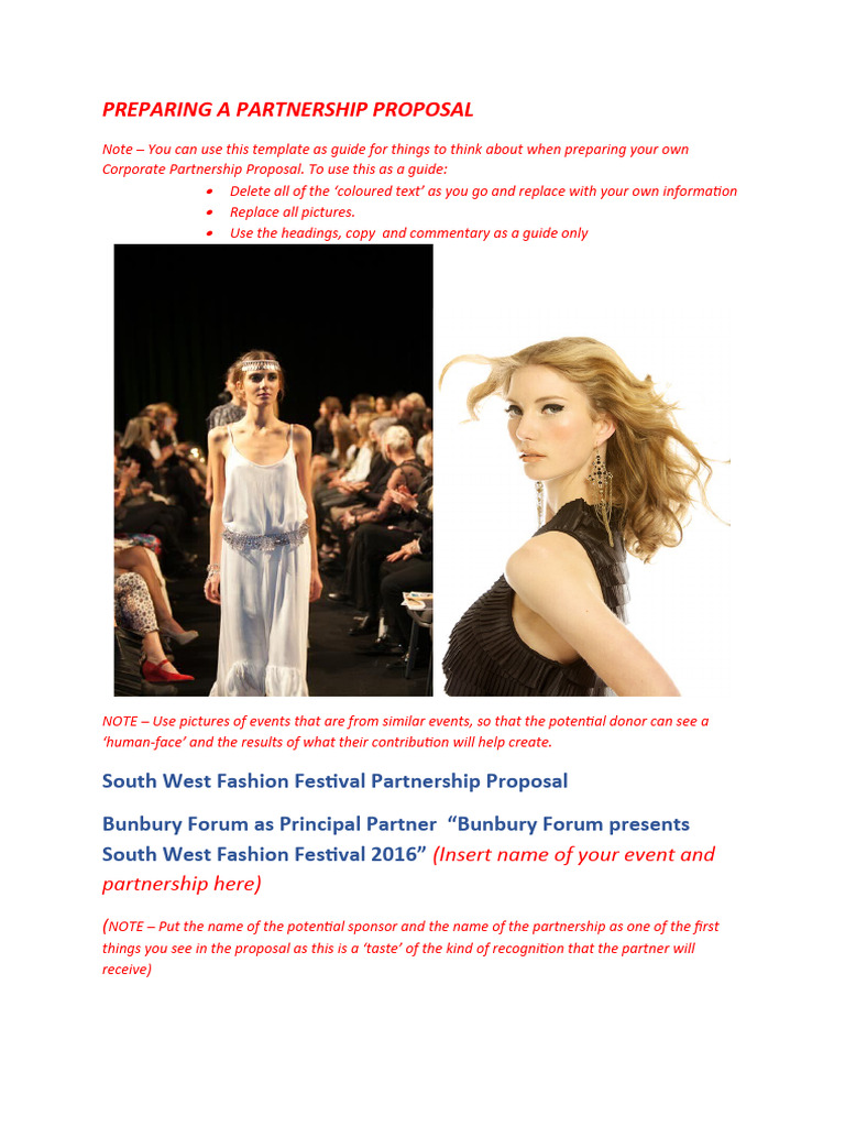 Partnership Proposal for Fashion Festival | PDF | Fashion | Retail