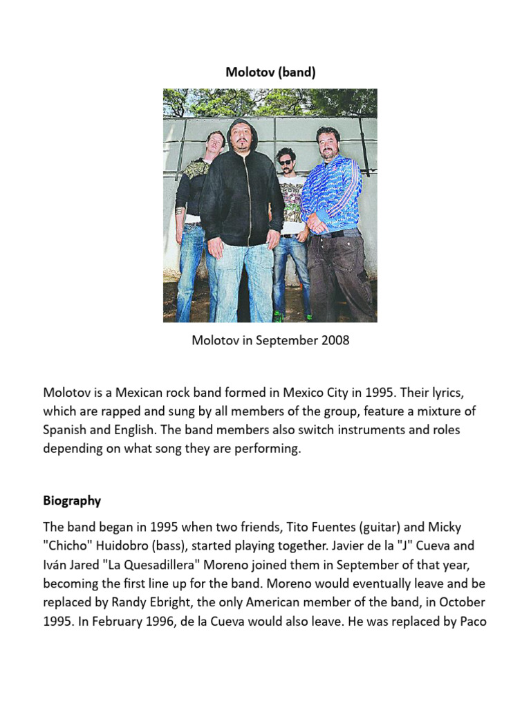 Molotov Band - Bio - Album - Song_065226 | PDF