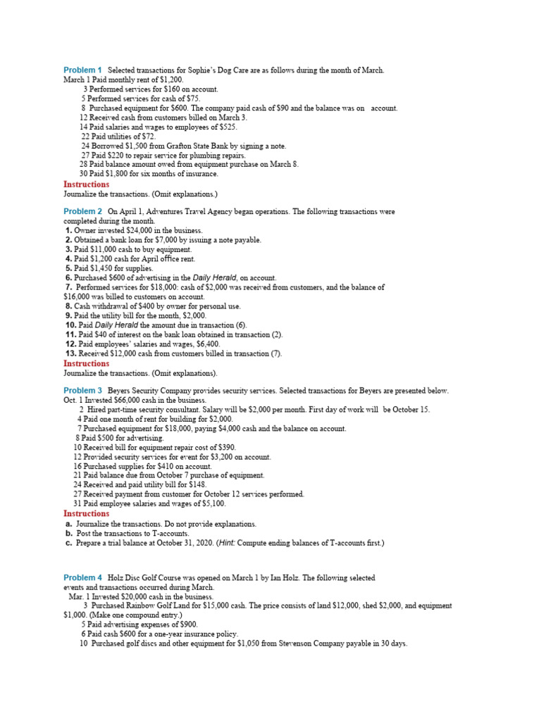 Journal Entries for Business Transactions | PDF | Debits And Credits ...