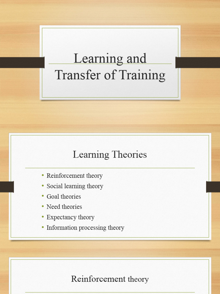 The Learning and Transfer of Training | PDF
