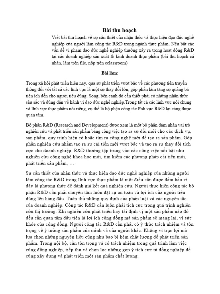 Bai Thu Hoach Dao Duc Nghe Nghiep | PDF