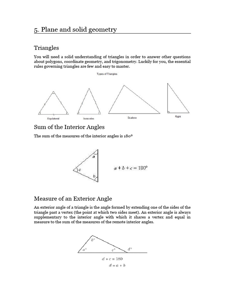 SAT Math - Plane and Solid Geometry | PDF