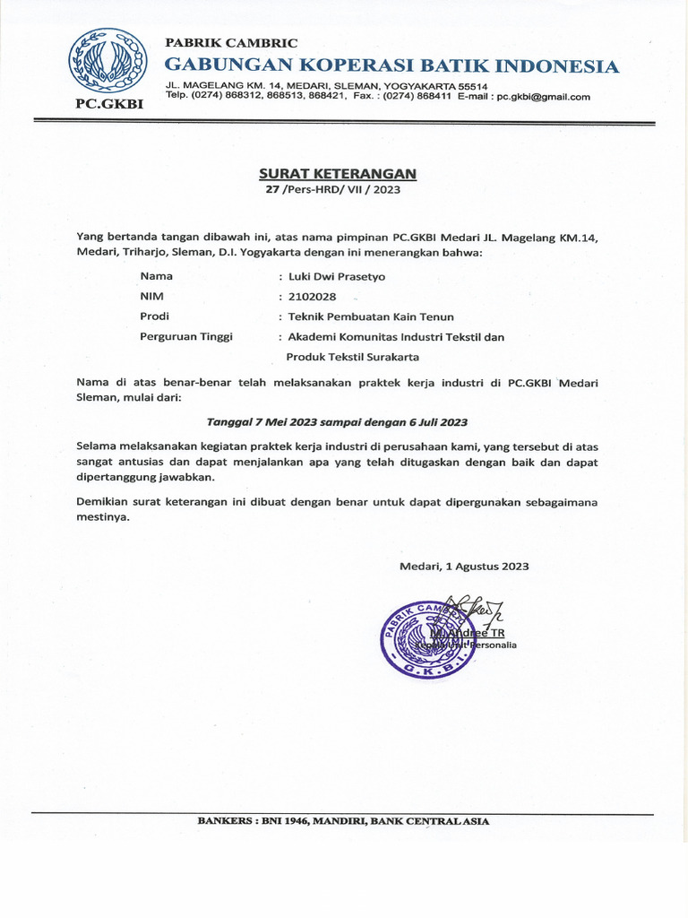 Lembar Pengesahan Pkl | PDF